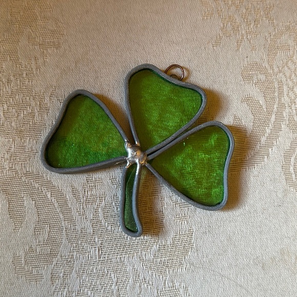 Artisan | Art | Vintage Stained Glass Handmade Threeleaf Clover Sun ...